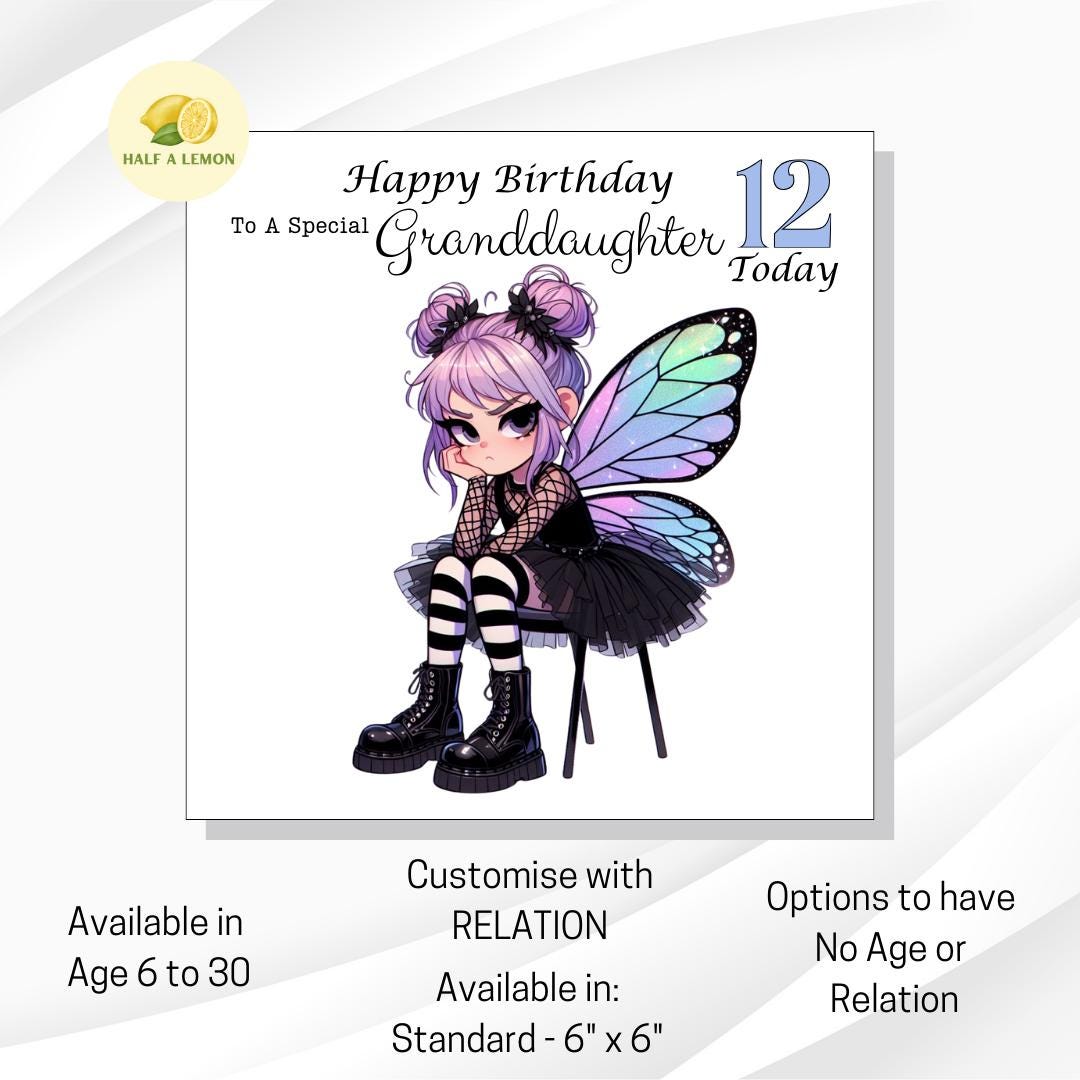 Birthday Card for Granddaughter, Daughter, Niece, Grumpy Grunge Fairy ...