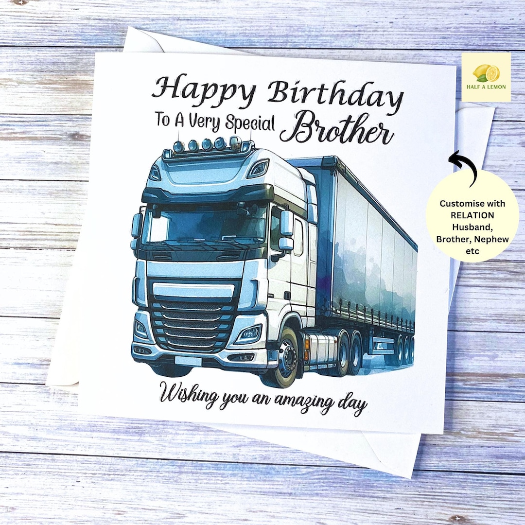 Birthday Card for Him: Lorry Truck - Custom Relation - Etsy UK