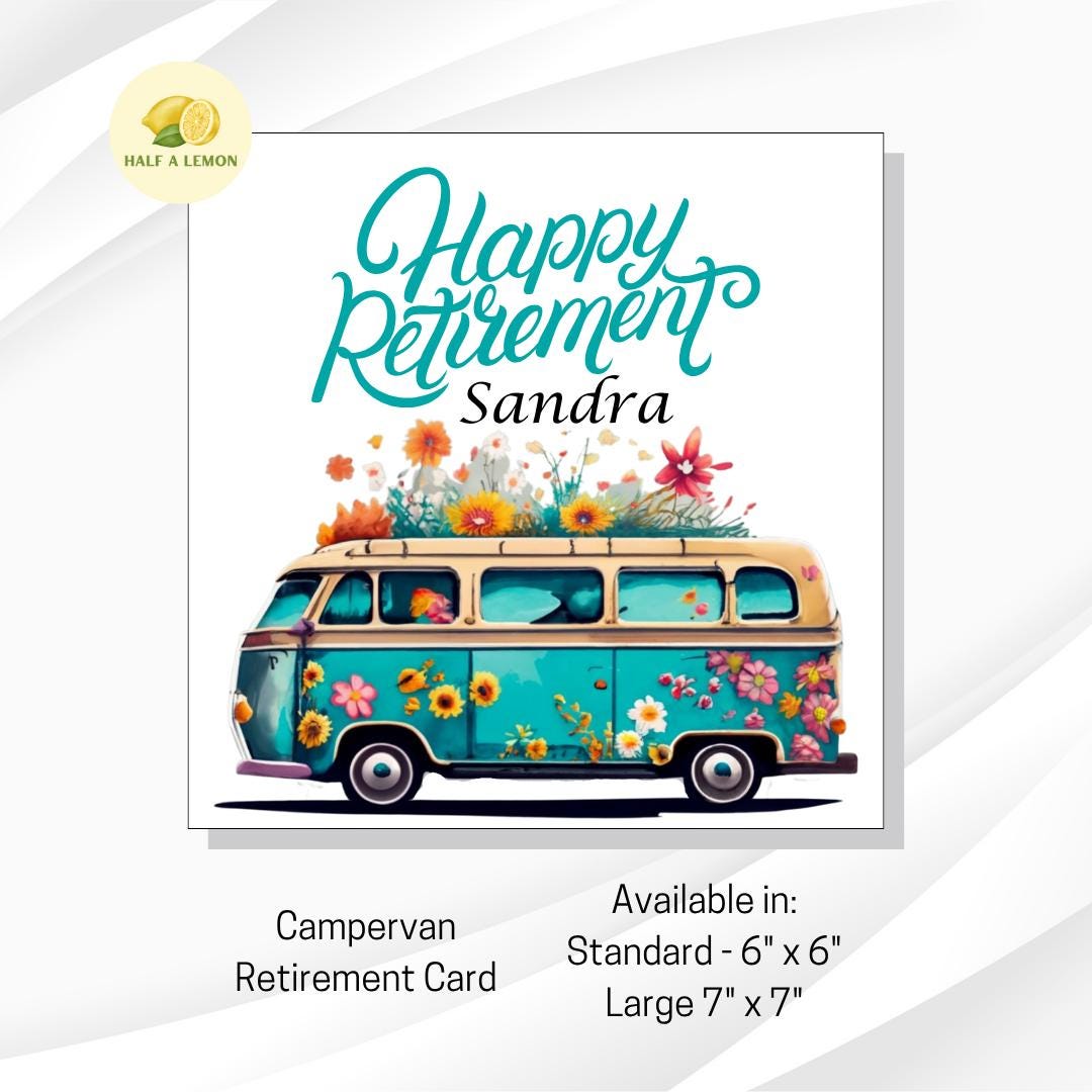 Personalised Retirement Card: Floral Campervan Design - Etsy