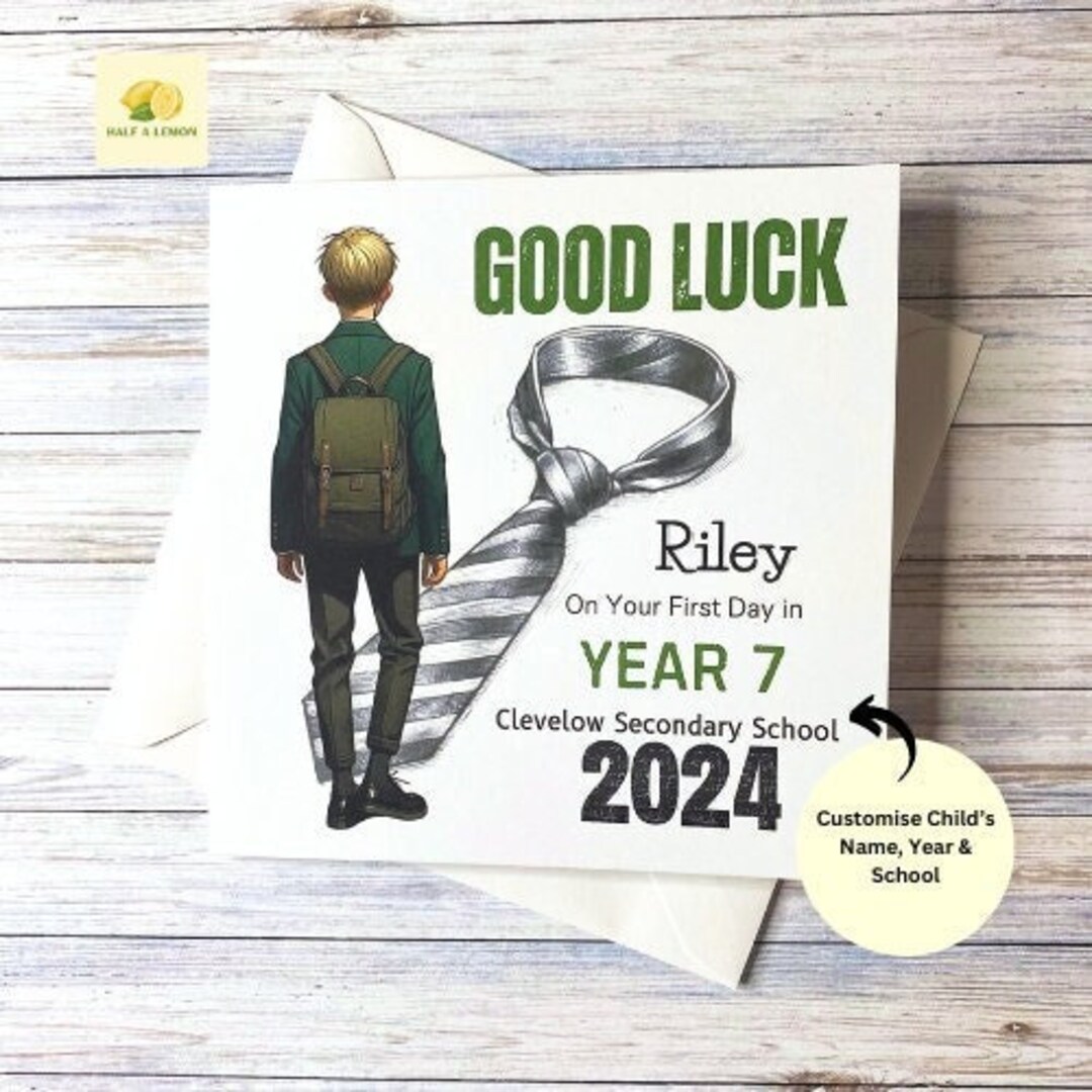 Good Luck Card, Good Luck on Your First Day, Year 7, 8, 9, 10 ...