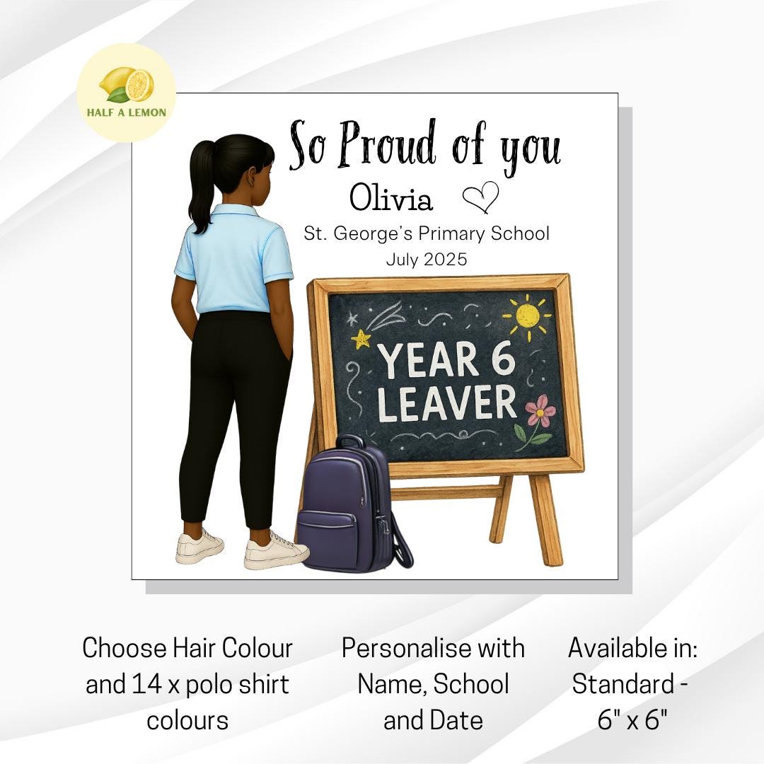 Year 6 Leavers Card, Personalised Year 6 Card, End of Term Gift for ...