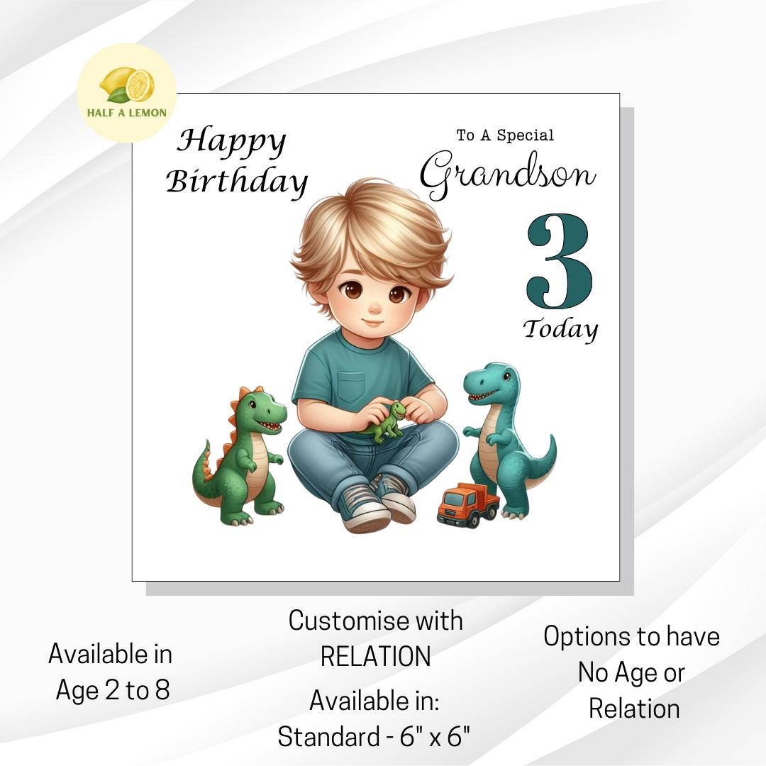 Grandson 3rd Birthday Card Dinosaur Theme For Grandson Nephew Son grandson-3rd-birthday-card-dinosaur-theme-for-grandson-nephew-son
