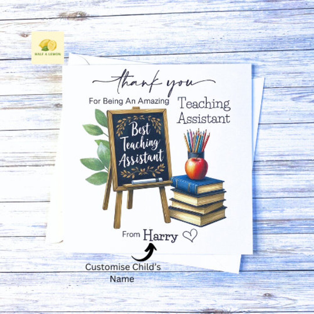 Teacher Thank You Card, Personalised Card, Teaching Assistant Thank You ...