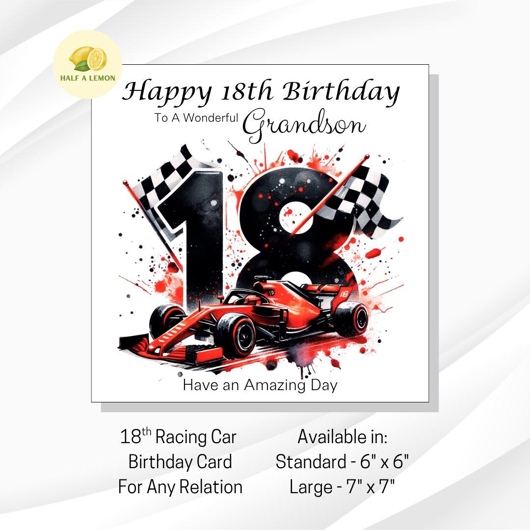 18th Birthday Card: Racing Car Theme for Any Relation - Etsy UK