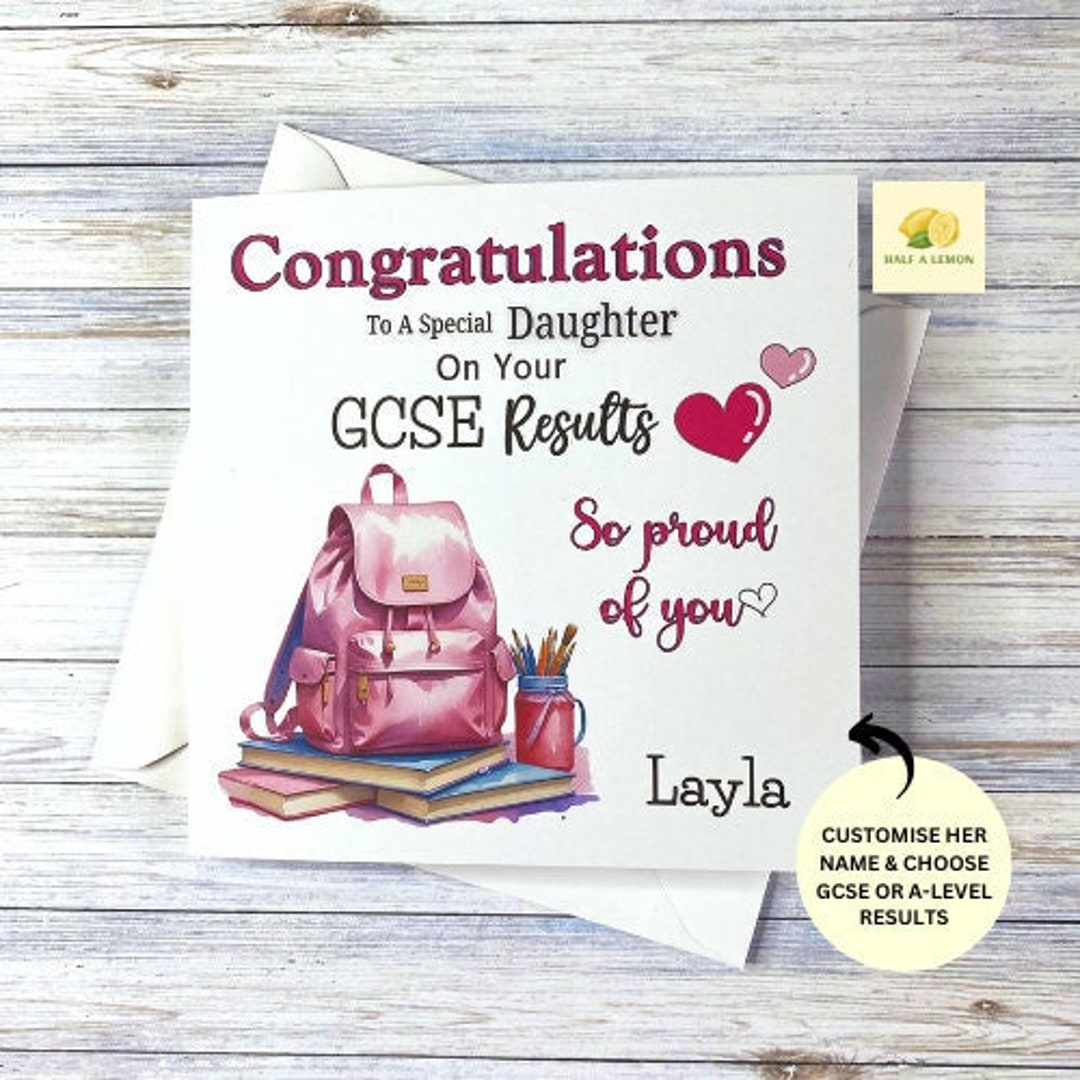 GCSE Congratulations Card, A-level Well Done Card, for Daughter ...