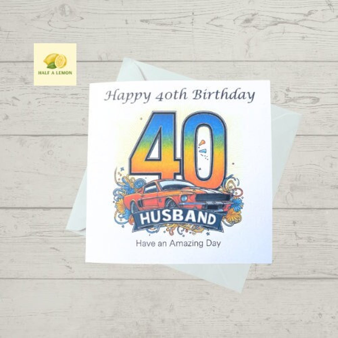 40th Birthday Card for Husband, Husband 40th Birthday, Car Themed ...