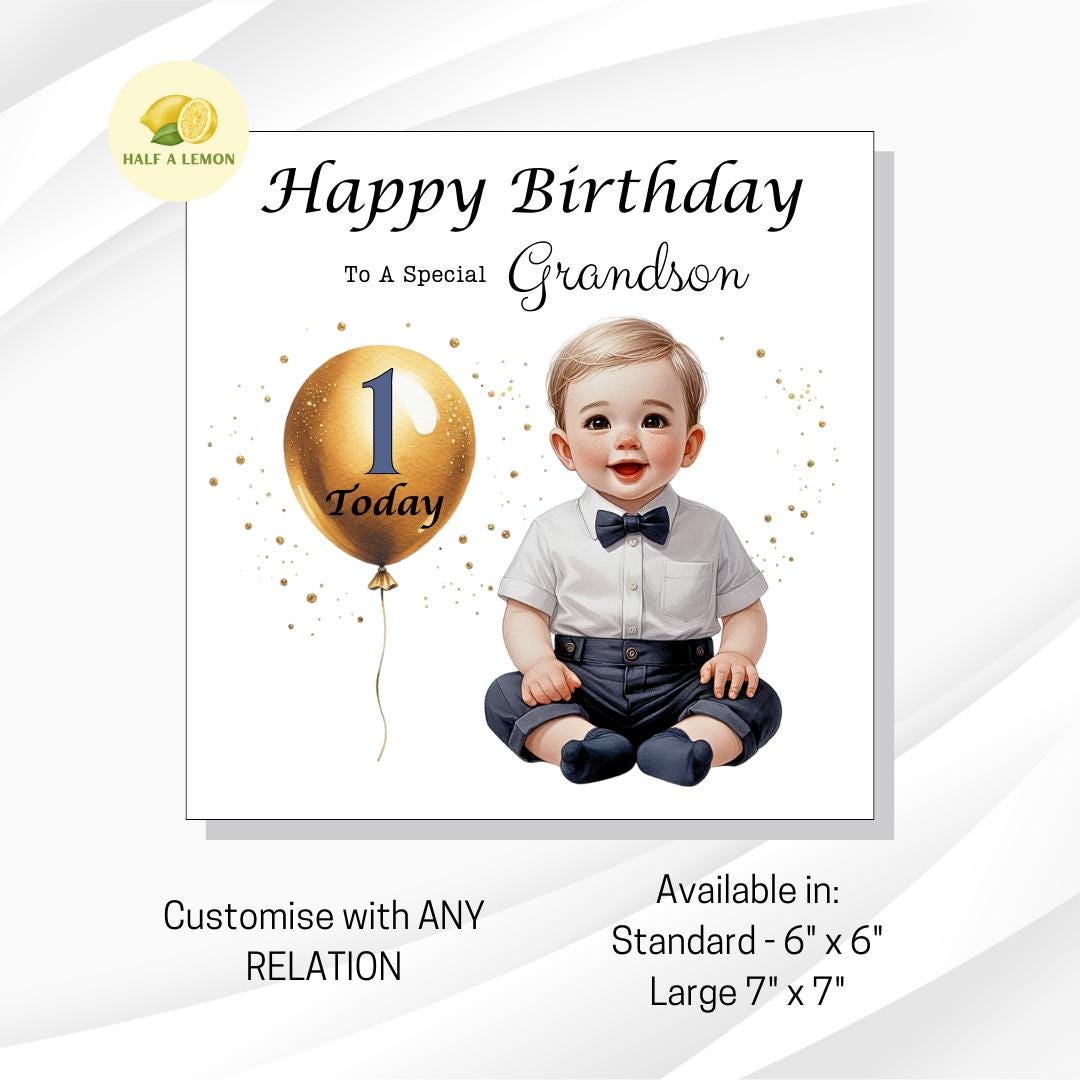 First Birthday Card for Grandson, 1st Birthday Card for Grandson, Great ...