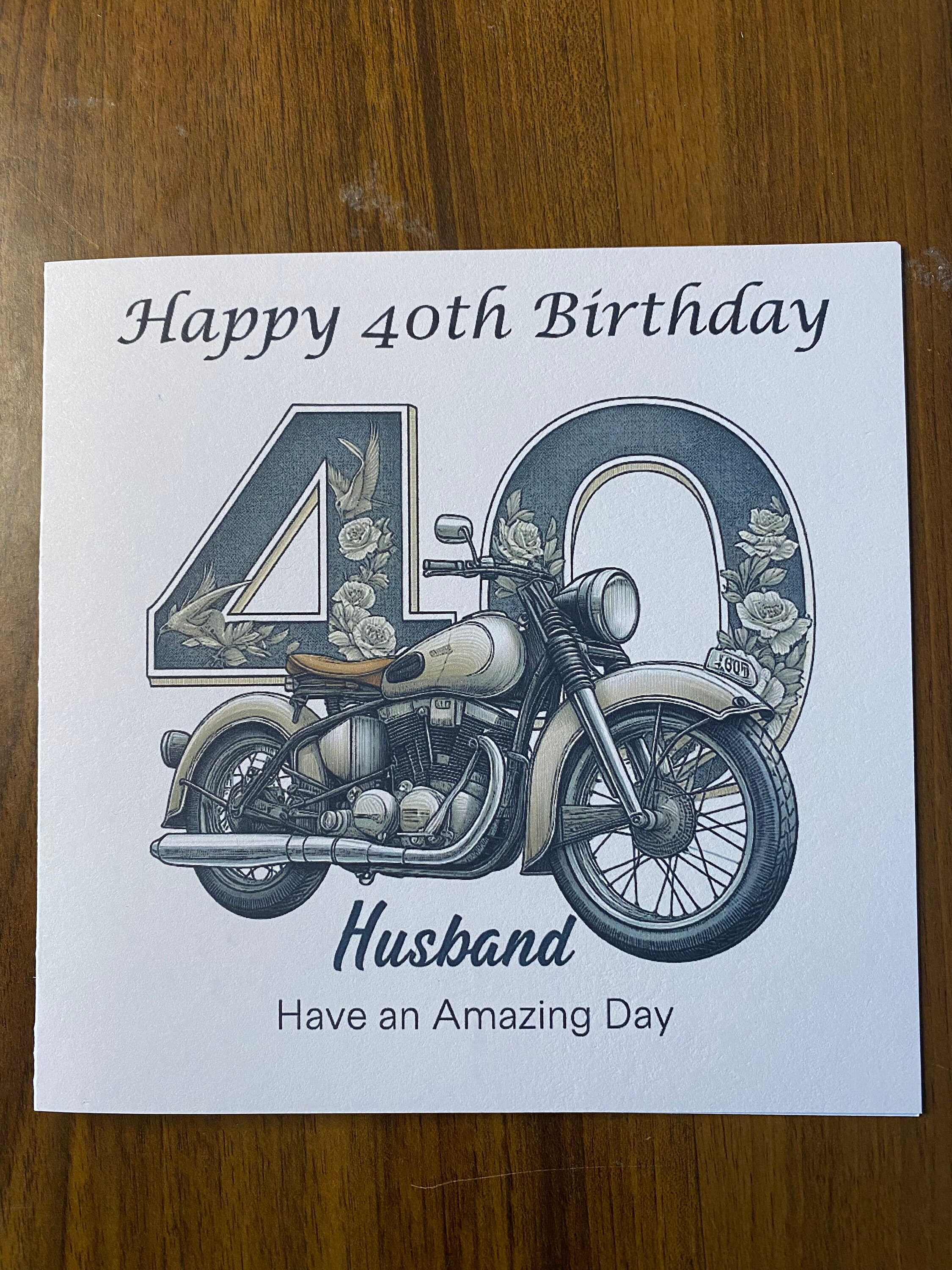 40th Birthday Card for Husband, Husband 40th Birthday, Motorbike Themed ...