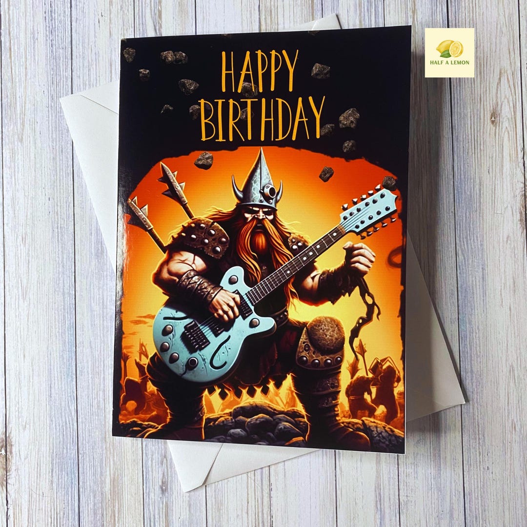 Birthday Card, Rock Music, Heavy Metal Music, Viking Playing a Guitar ...