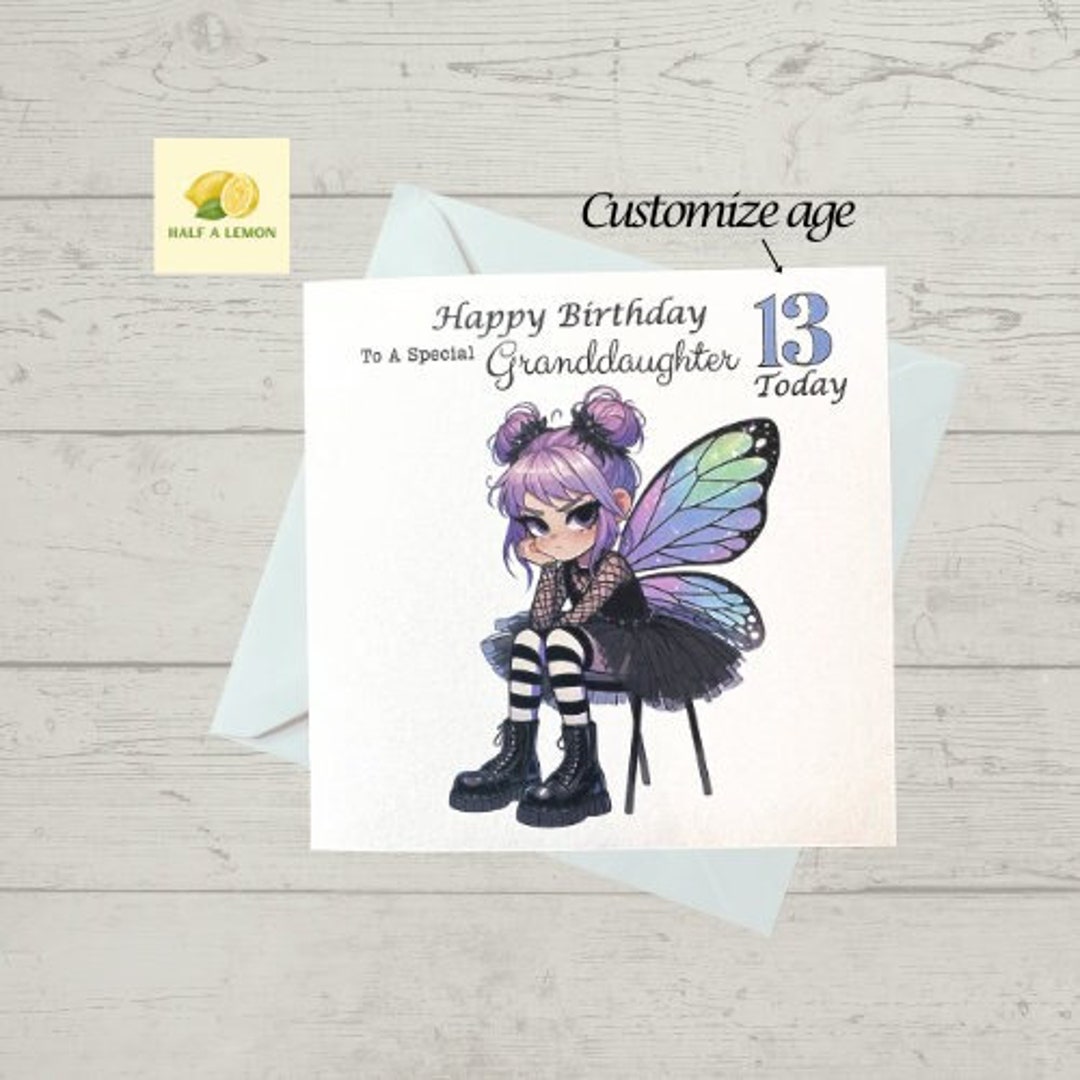 Granddaughter Card, Card for Granddaughter, Grumpy Grunge Fairy, for ...