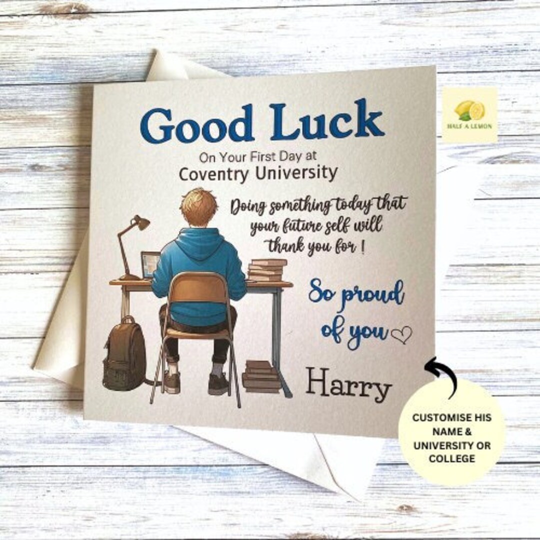 Good Luck at University Card, Good Luck at College Card, Personalise ...