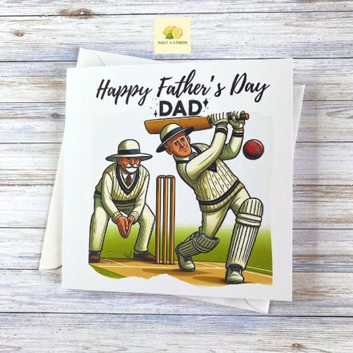 Father's Day Card for Dad, Cricket Dad, Featuring an Older Man Playing ...