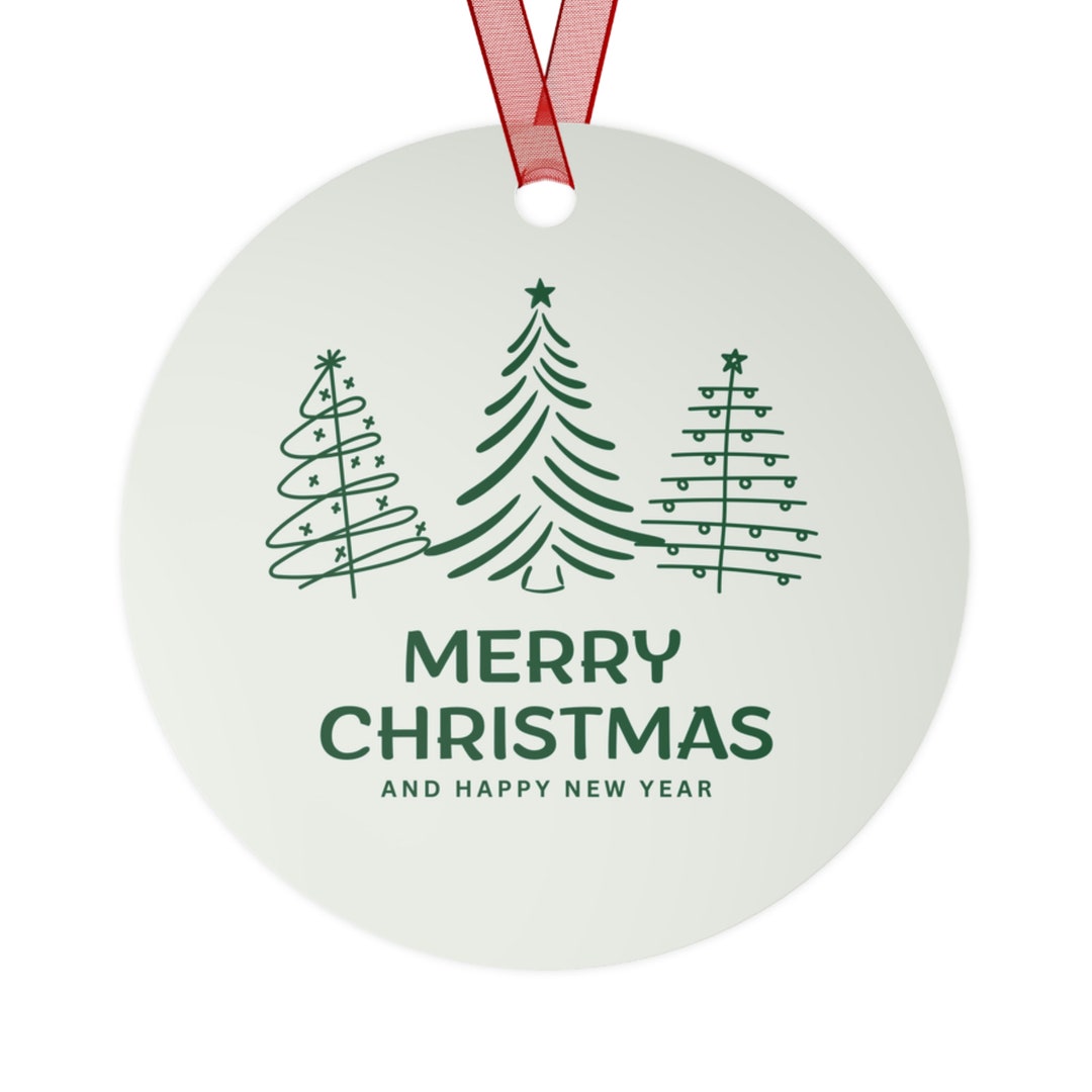 Merry Christmas and Happy New Year Trees Ornament - Etsy