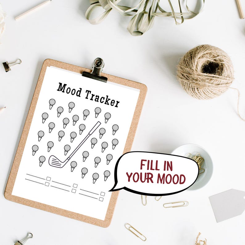Golf Mood Tracker, Printable Journal Page, Feelings Tracker, Daily Mood ...