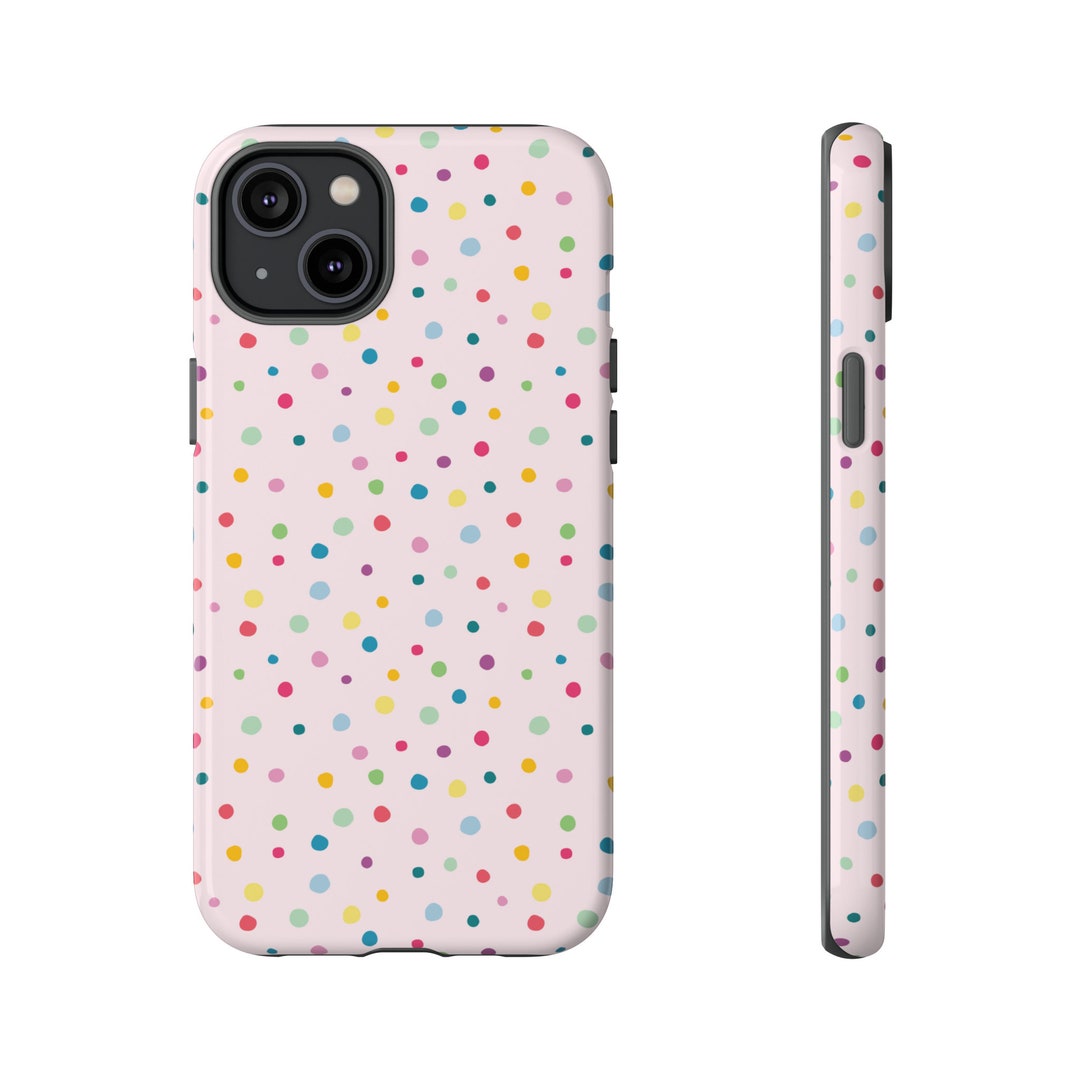 Pink With Colorful Polka Dot Phone Case - Etsy