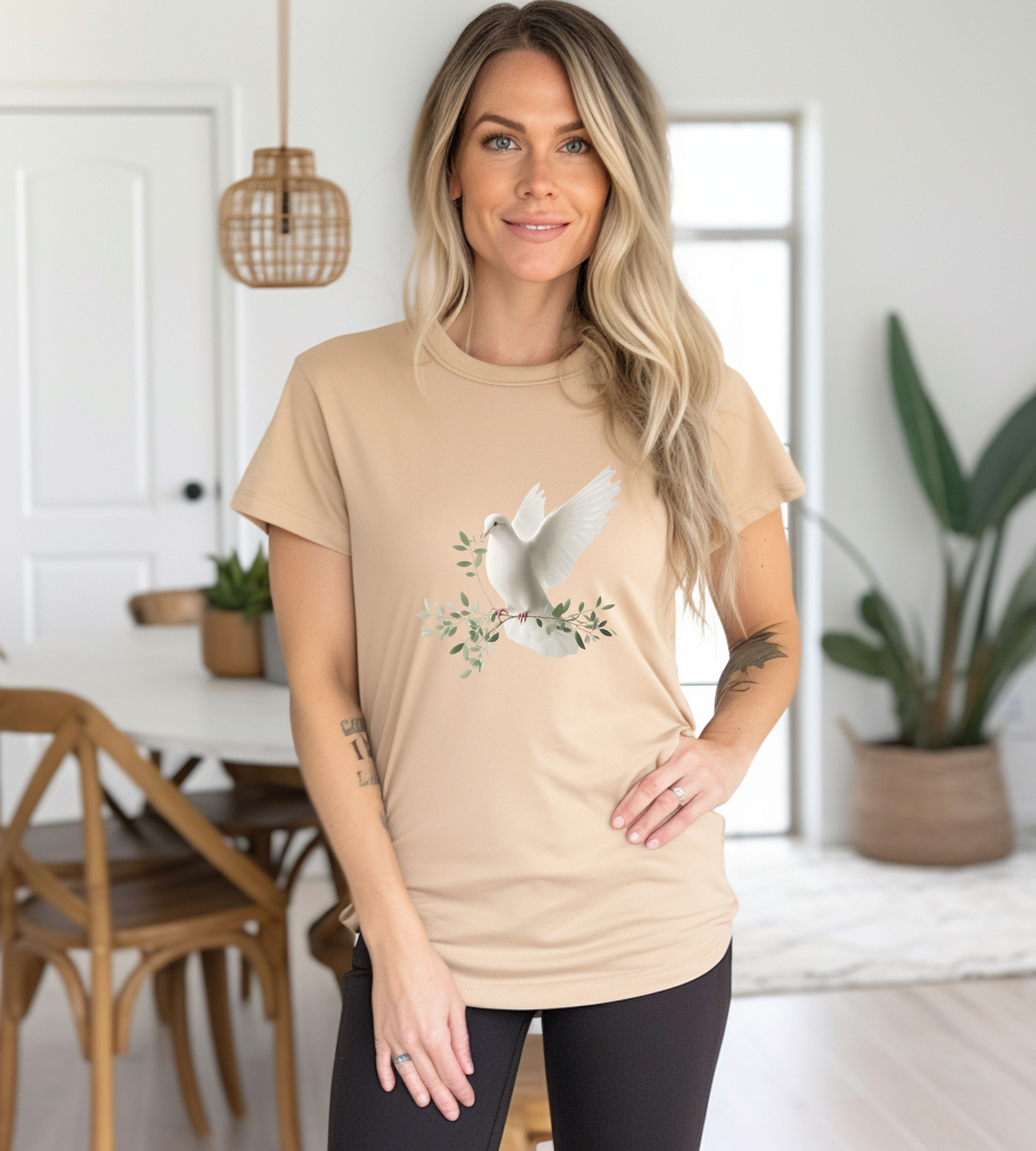 White Dove With Olive Branch T-shirt - Etsy