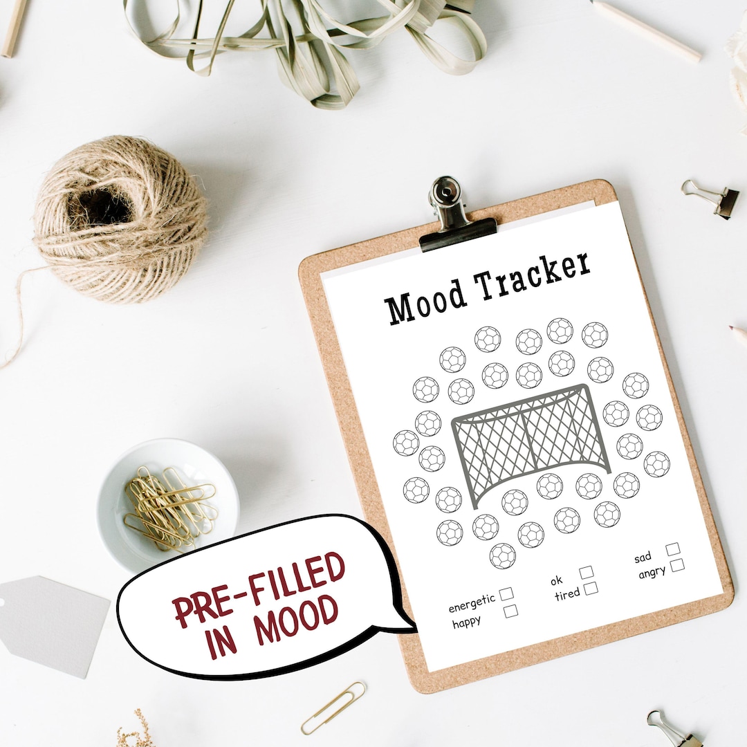 Soccer Mood Tracker, Printable Journal Page, Feelings Tracker, Daily ...
