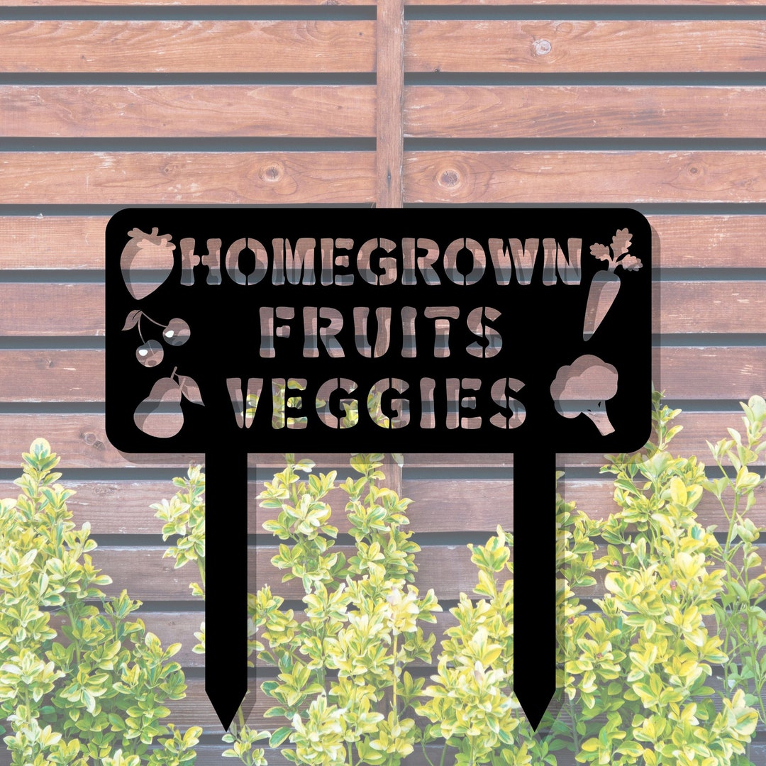 Metal Sign, Fruits and Veggies Metal Sign, Garden Stake Sign, Outdoor ...