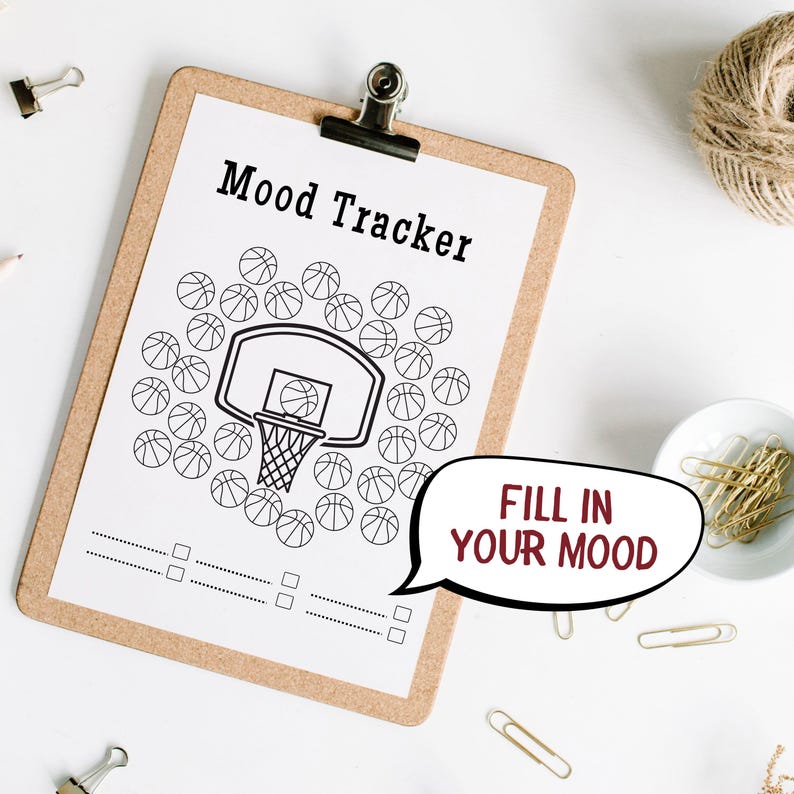 Basketball Mood Tracker, Printable Journal Page, Feelings Tracker ...