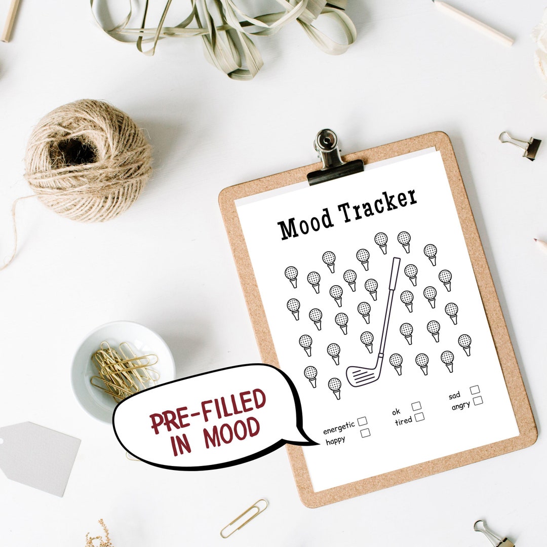 Golf Mood Tracker, Printable Journal Page, Feelings Tracker, Daily Mood ...