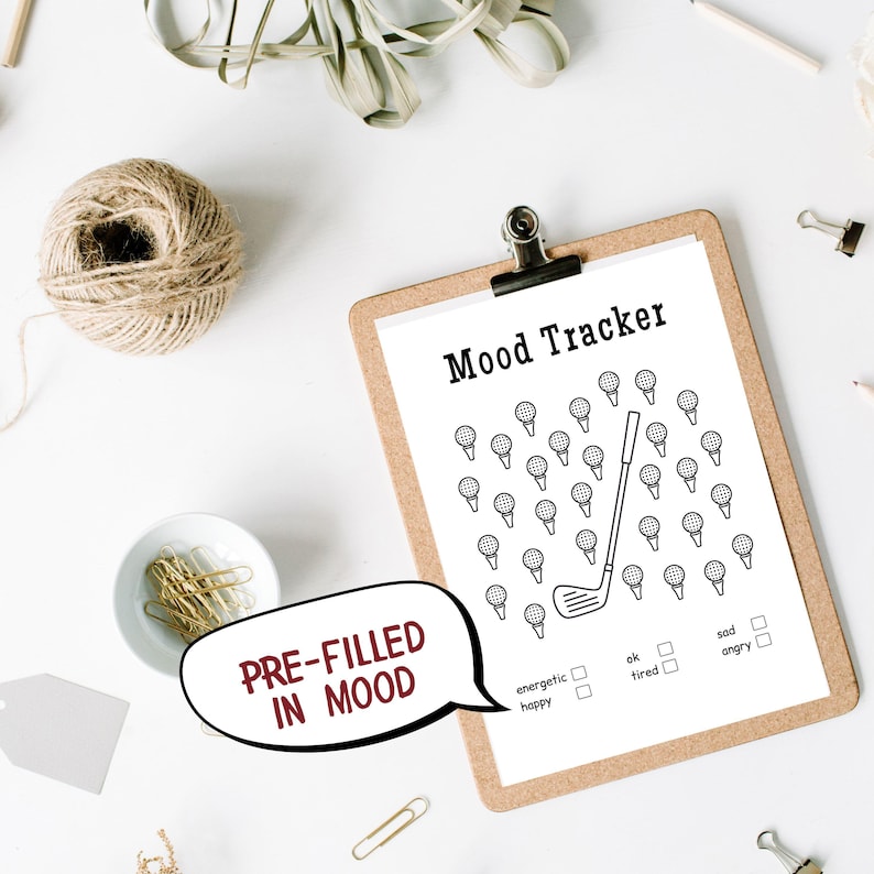 Golf Mood Tracker, Printable Journal Page, Feelings Tracker, Daily Mood ...