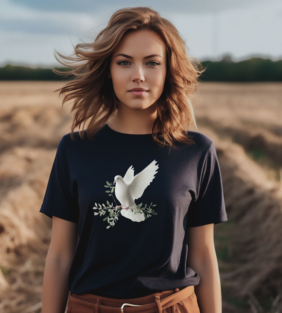 White Dove With Olive Branch T-shirt - Etsy