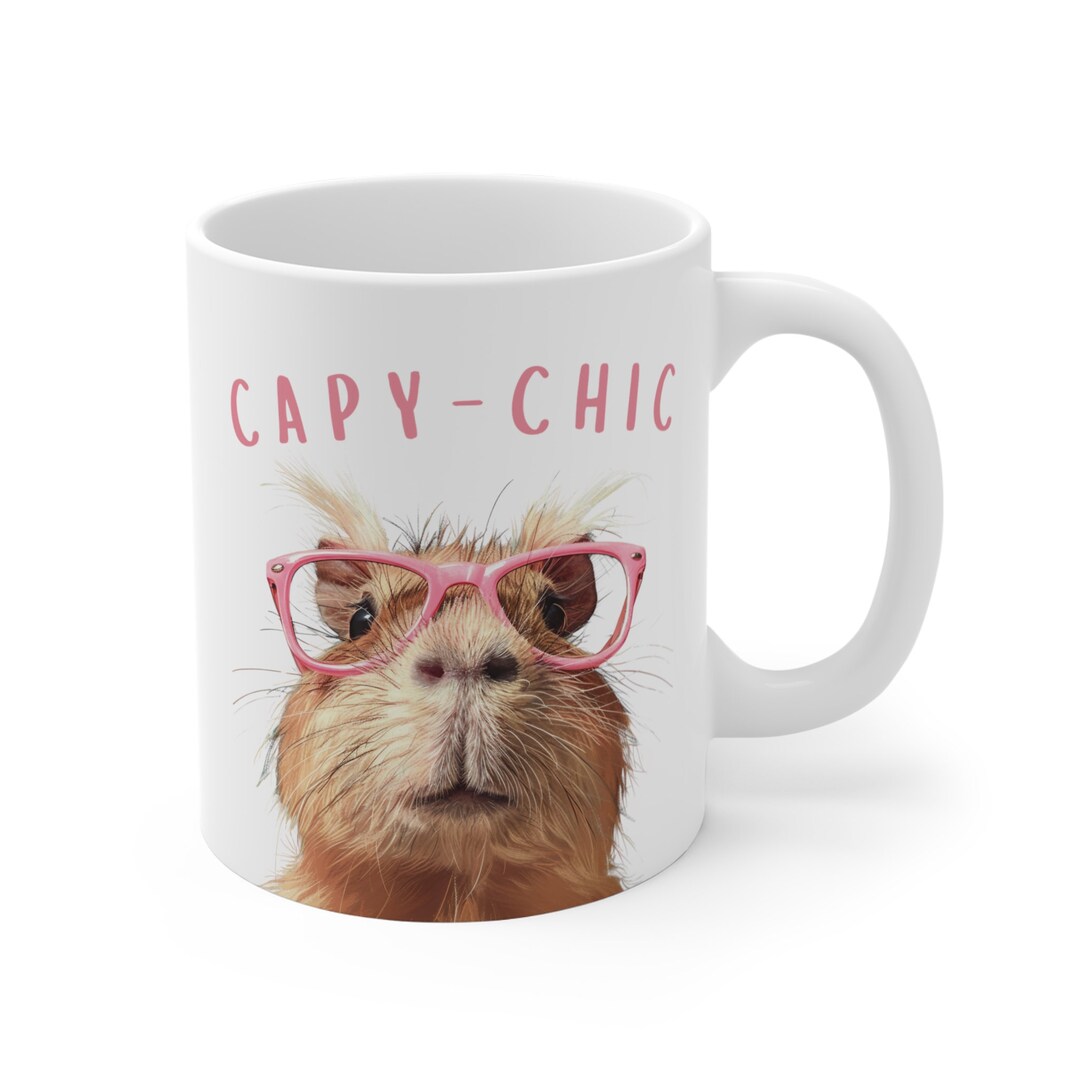Capy-chic With Pink Glasses Coffee Mug, Cute Capy Mug - Etsy