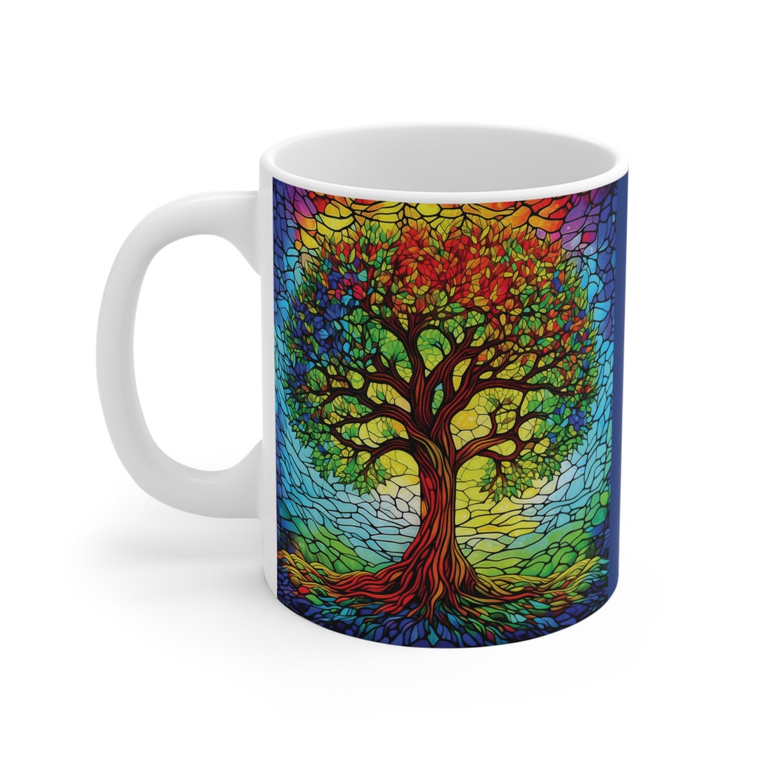 Tree of Life Coffee Mug, Stained Glass Look Tree of Life Cup, Spiritual ...