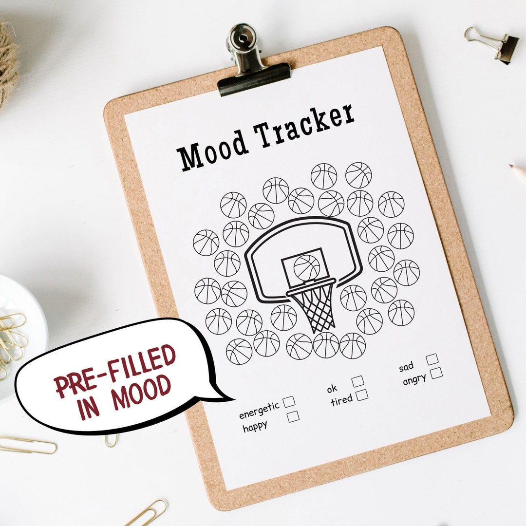 Basketball Mood Tracker, Printable Journal Page, Feelings Tracker ...