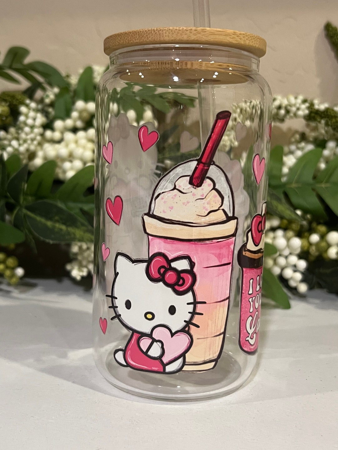 Hello Kitty Frappe Glass Cup. Pink and Adorable - Etsy