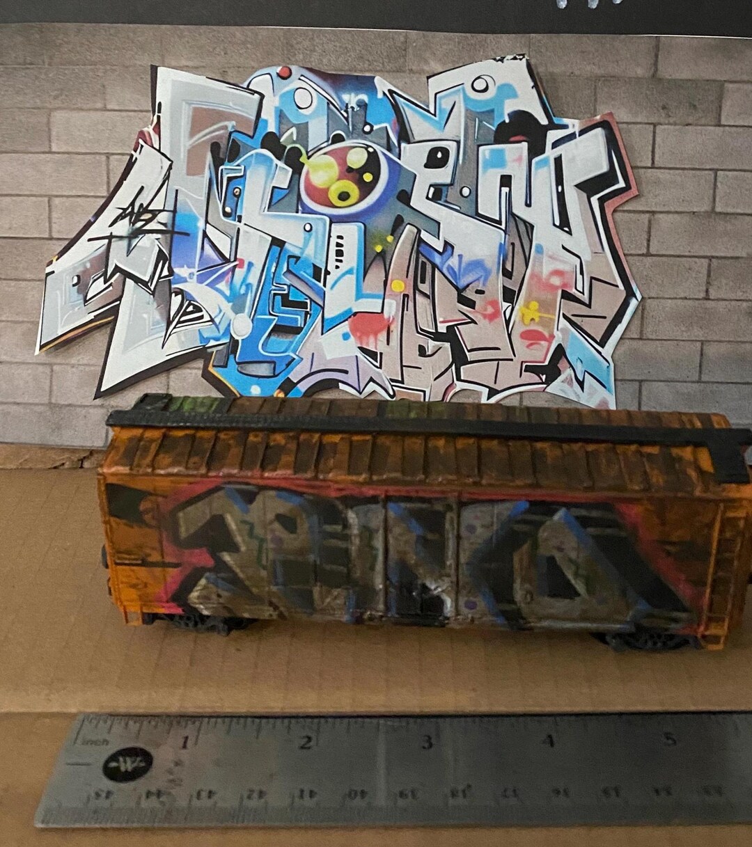 Graffiti-style Hand-painted H0 Scale Mini Boxcar. 'orange Crush' - Etsy
