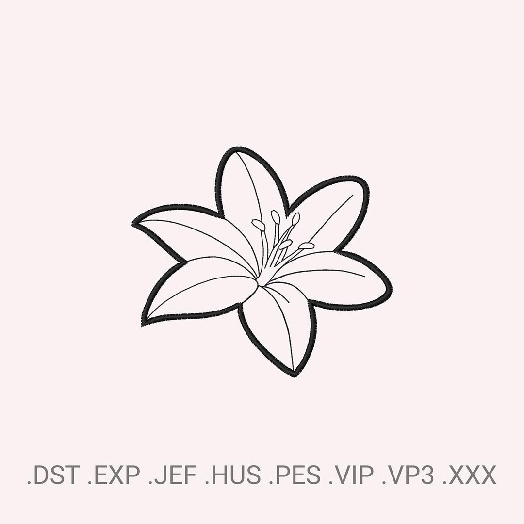 Lily Outline Embroidery Design: 3 Sizes, Machine Embroidery File | Lily ...