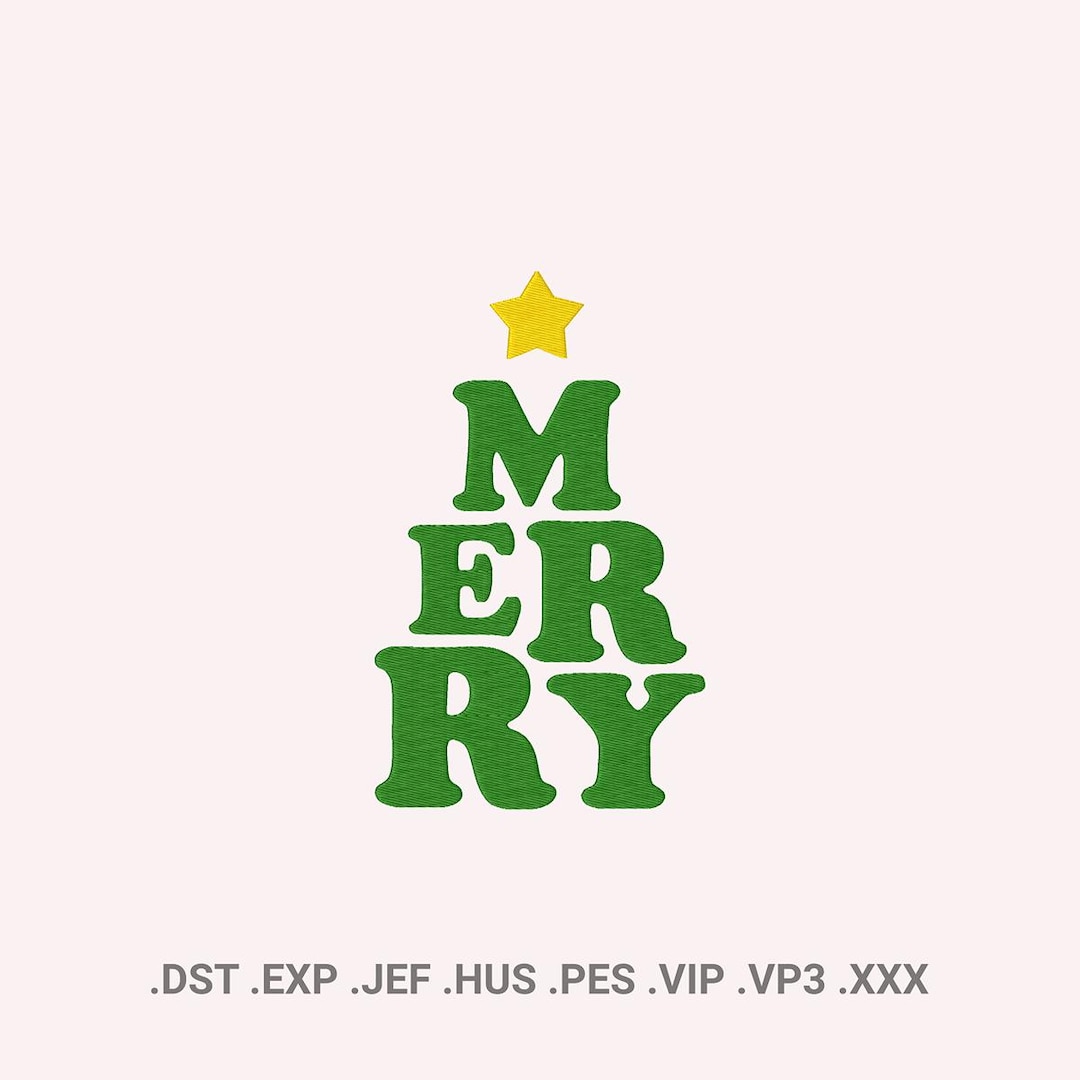 Merry Christmas Tree Embroidery Design: Machine Embroidery File ...