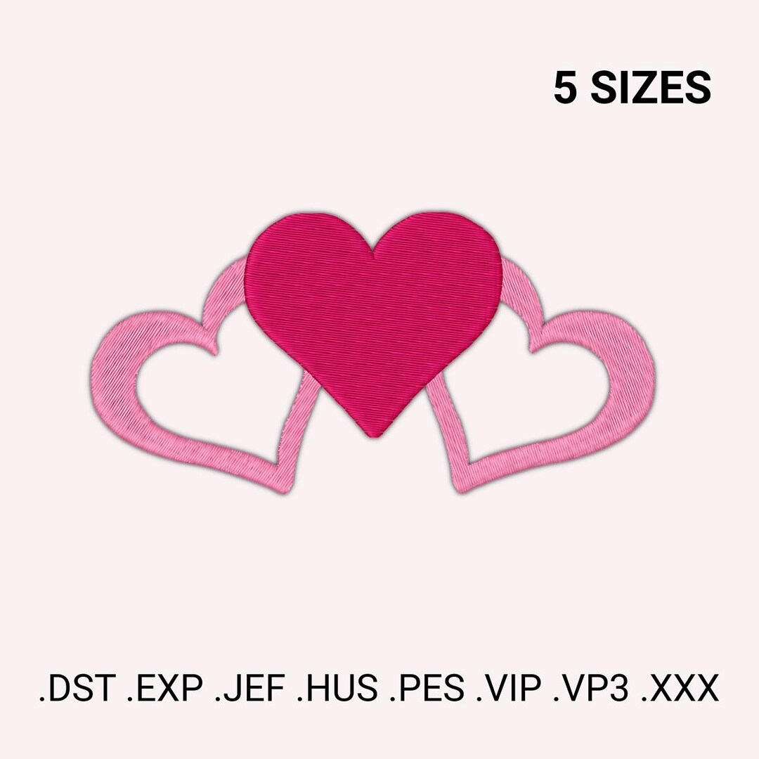 Triple Heart Embroidery Design: Romantic Valentine's File (digital ...