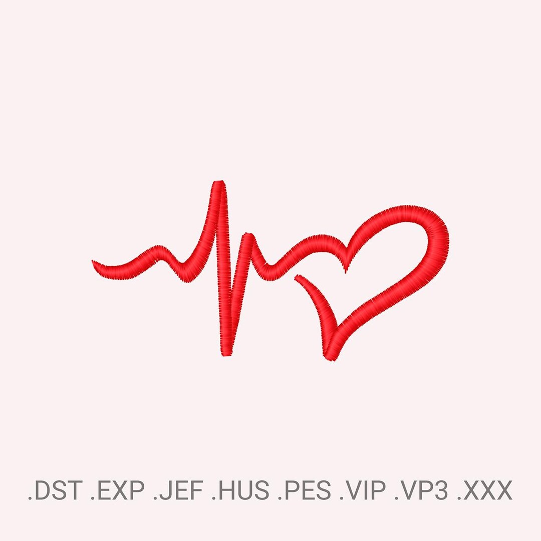 Heart Beat Embroidery Design: Machine Embroidery File (digital Download ...