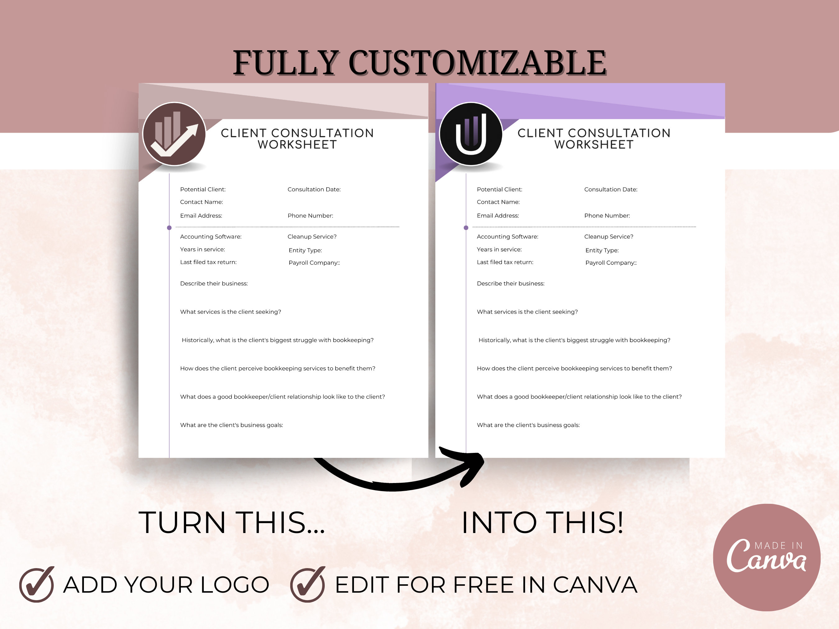 Editable Consultation Worksheet Bookkeeping Firm; Client Acceptance ...