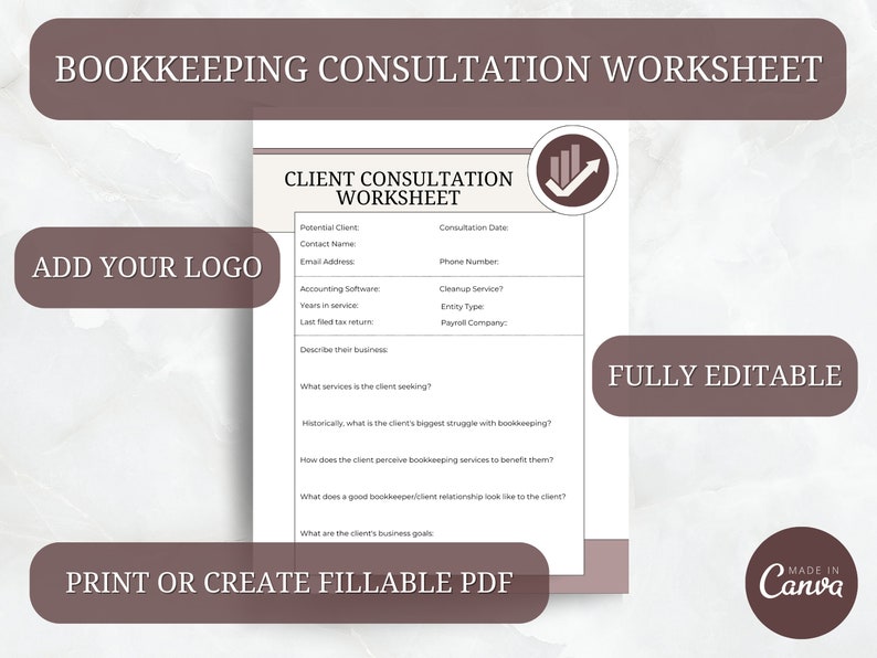 Editable Consultation Worksheet Bookkeeping Firm; Client Acceptance ...