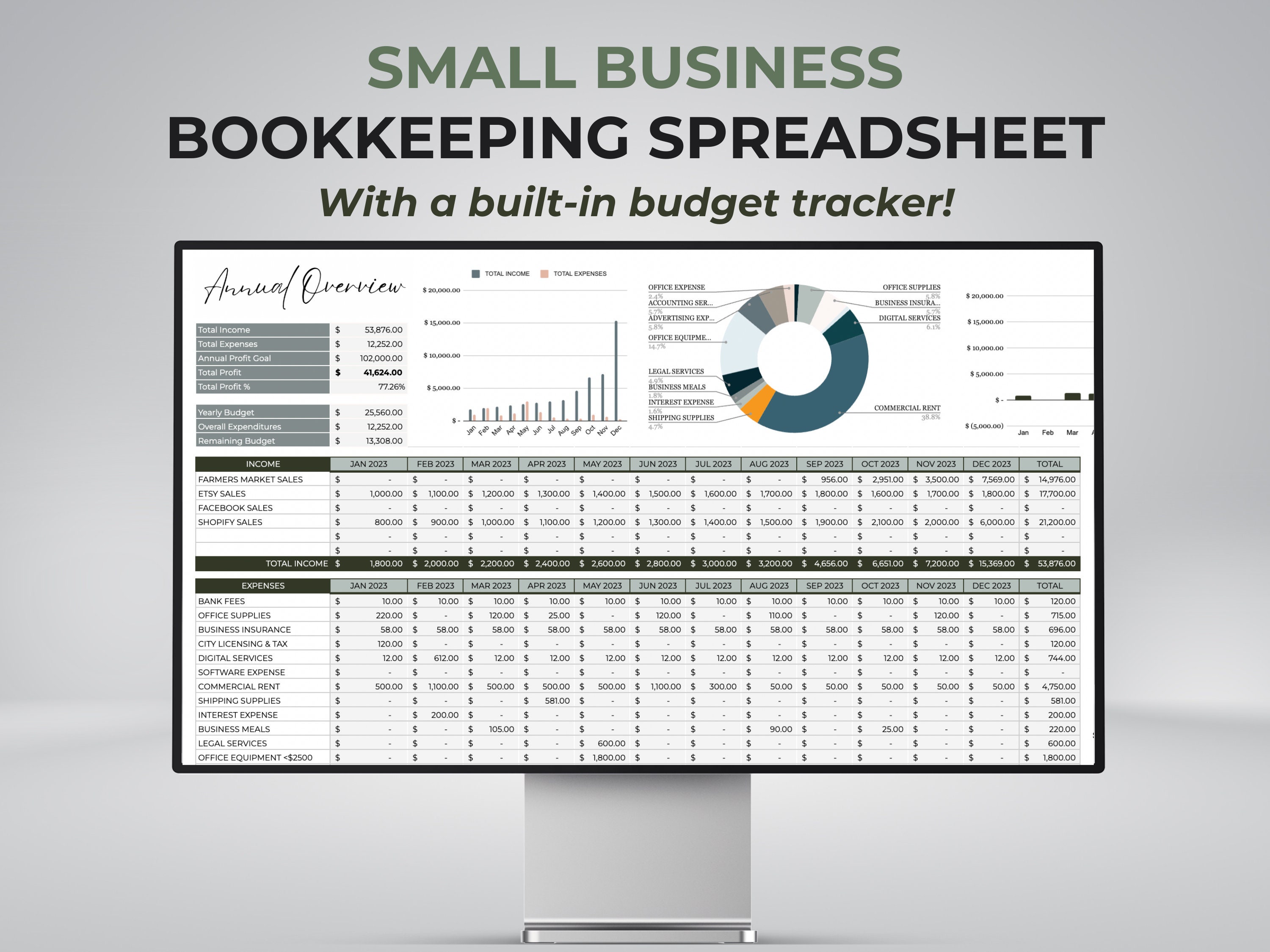 Bookkeeping Spreadsheet for Small Businesses | Bookkeeping Spreadsheet ...