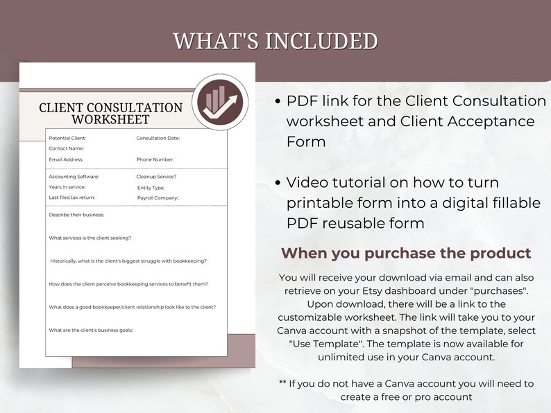 Editable Consultation Worksheet Bookkeeping Firm; Client Acceptance ...