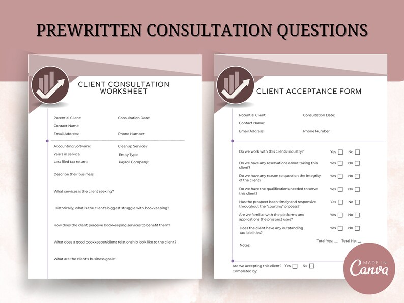 Editable Consultation Worksheet Bookkeeping Firm; Client Acceptance ...
