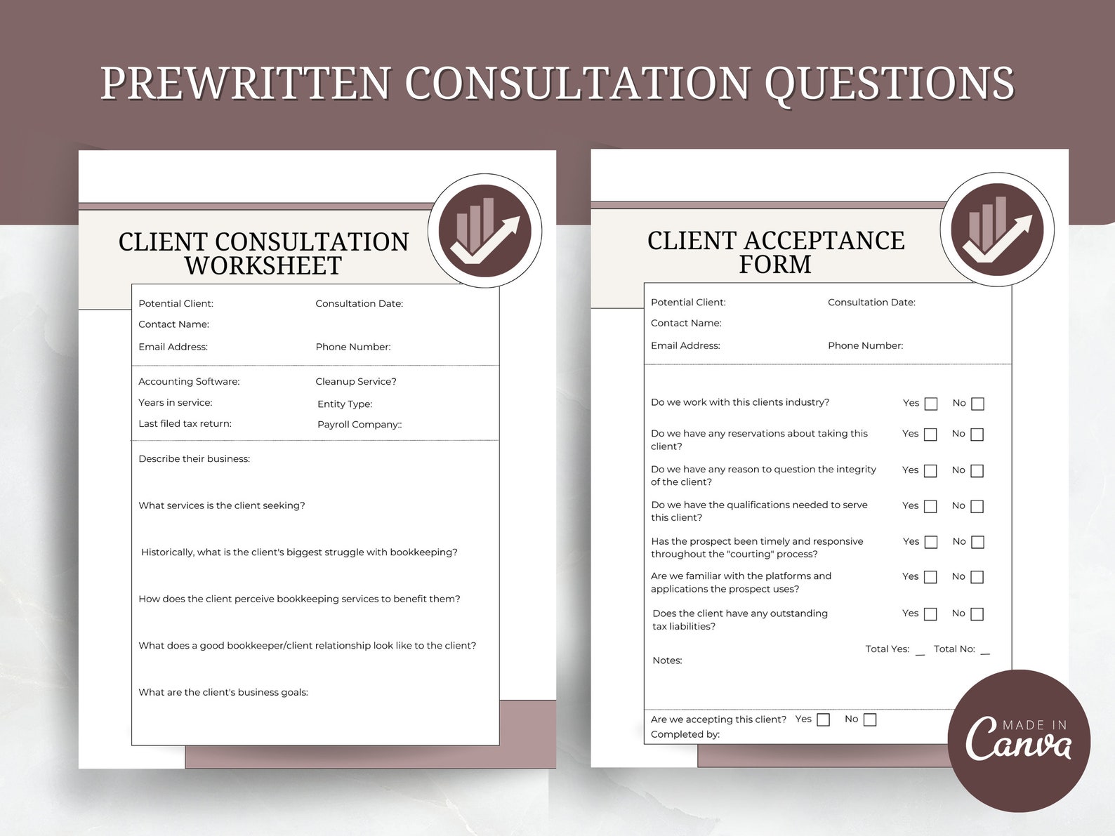 Editable Consultation Worksheet Bookkeeping Firm; Client Acceptance ...