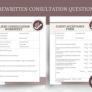 Editable Consultation Worksheet Bookkeeping Firm; Client Acceptance ...