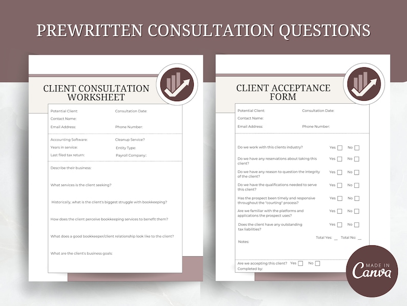 Editable Consultation Worksheet Bookkeeping Firm; Client Acceptance ...