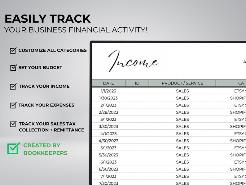 Bookkeeping Spreadsheet for Small Businesses | Bookkeeping Spreadsheet ...