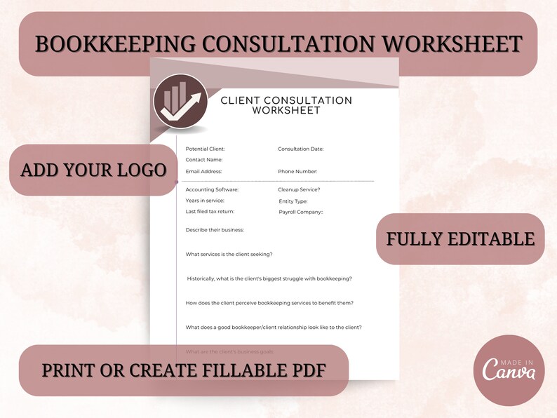Editable Consultation Worksheet Bookkeeping Firm; Client Acceptance ...