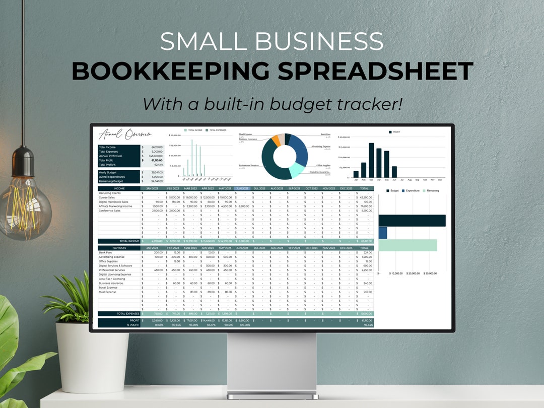 Small Business Spreadsheet | Bookkeeping Spreadsheet | Designed for ...