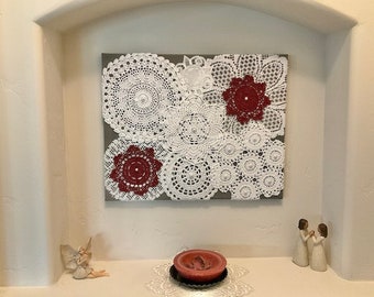 Vintage Doily Wall Art 16" X 20" (16-3), Doily Design Originals, Shabby ...