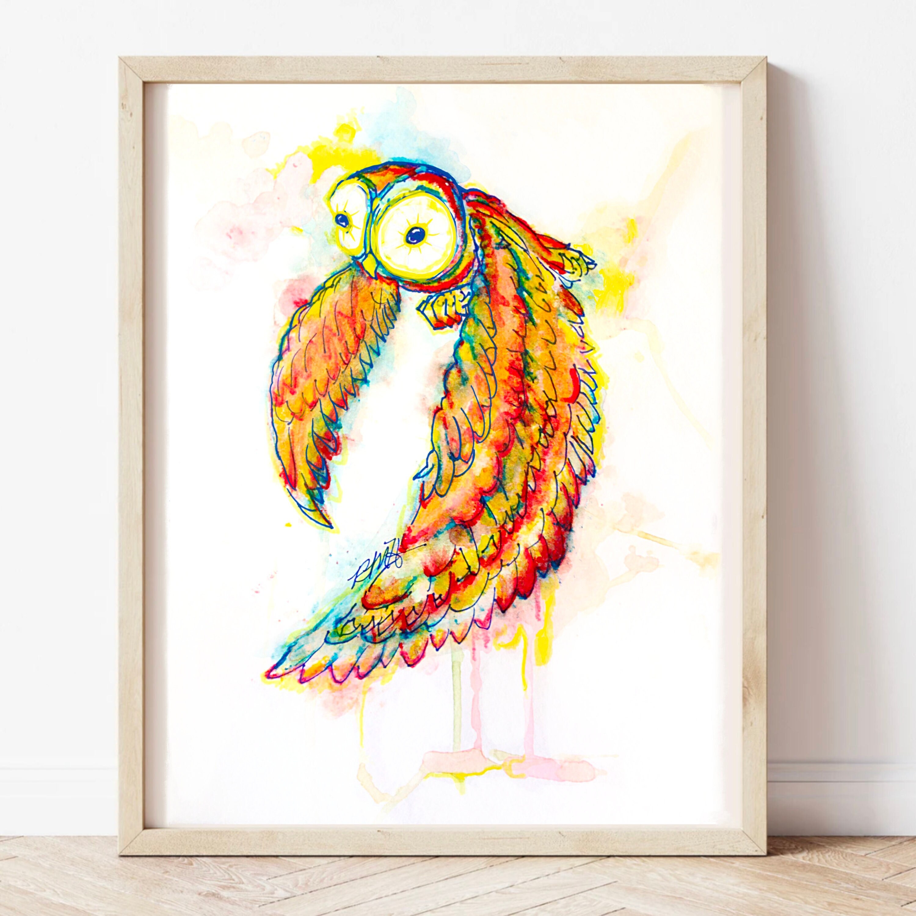 Watercolor Owl Painting Printable Wall Art Digital Download - Etsy