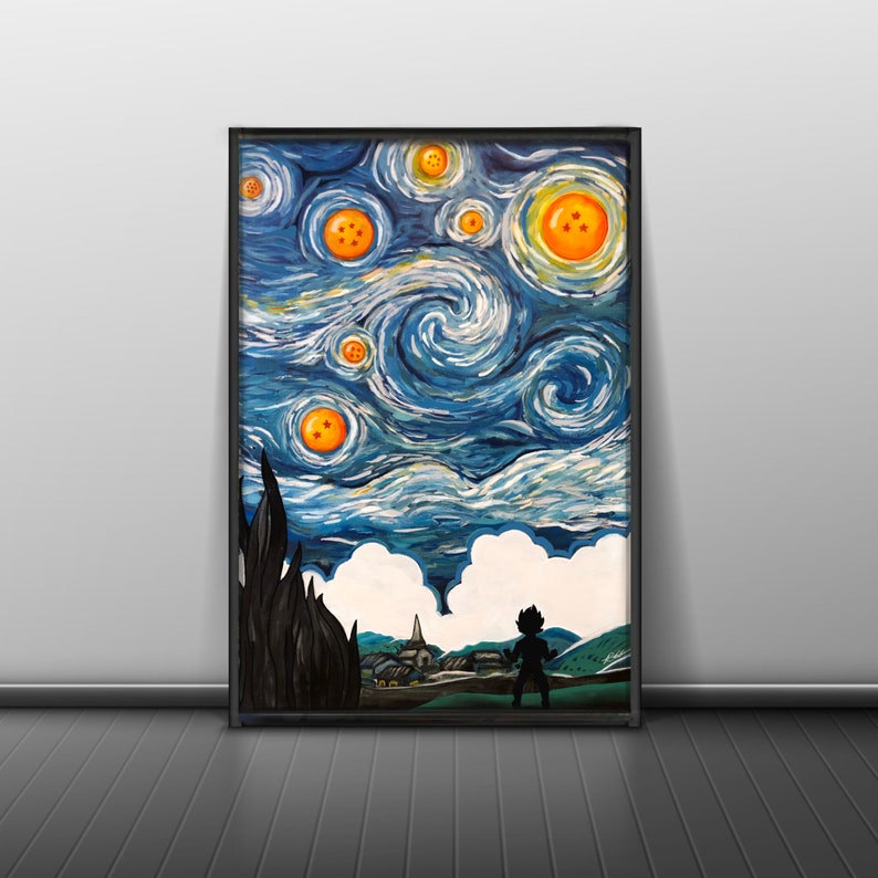 Dragonball Z Starry Night Painting Printable Art - Etsy