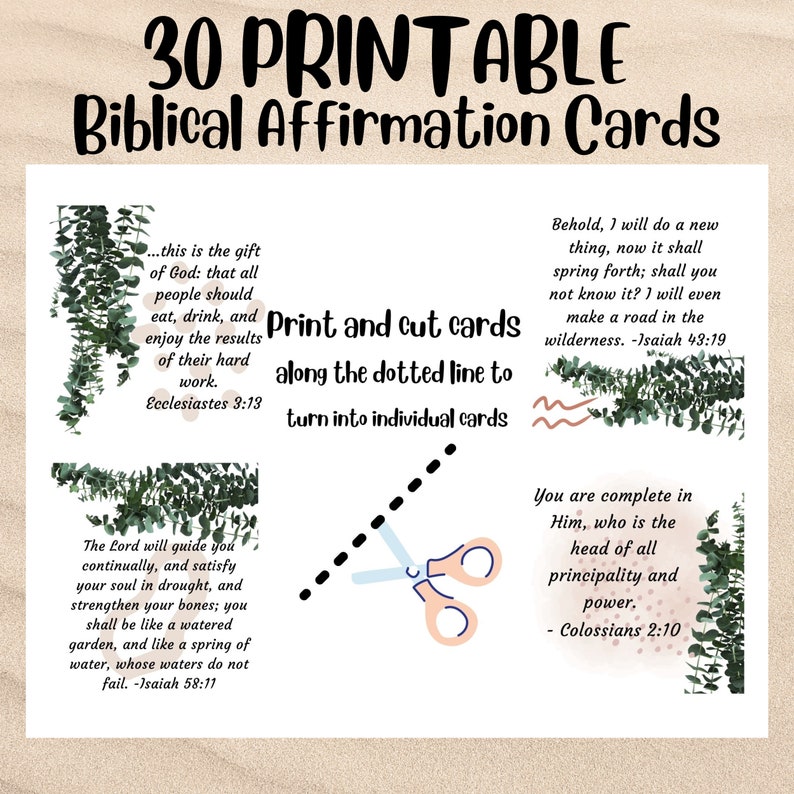 Christian Affirmation Cards, Bible Verse Printable (digital Download ...